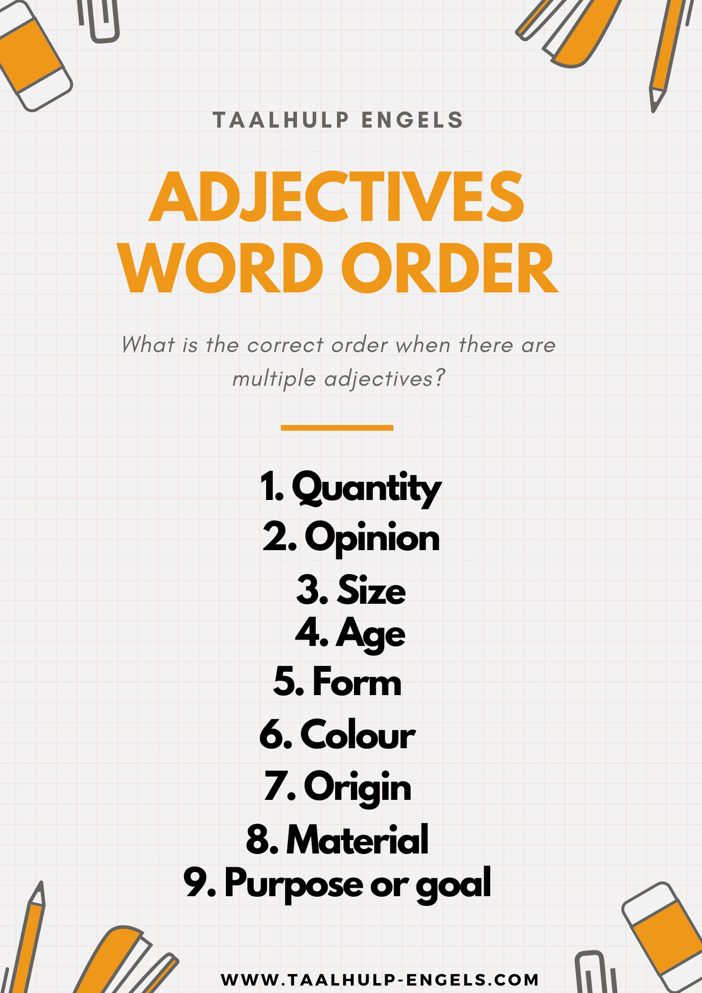 Adjectives Word Order – Taalhulp Engels