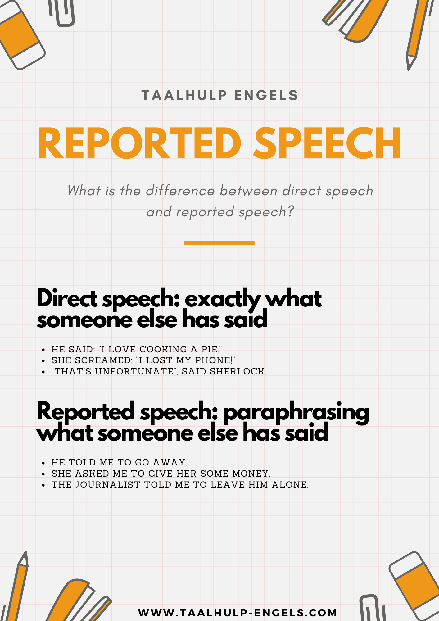 Reported Speech in English – Taalhulp Engels
